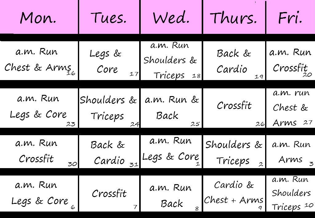 Printable Workout Calendar