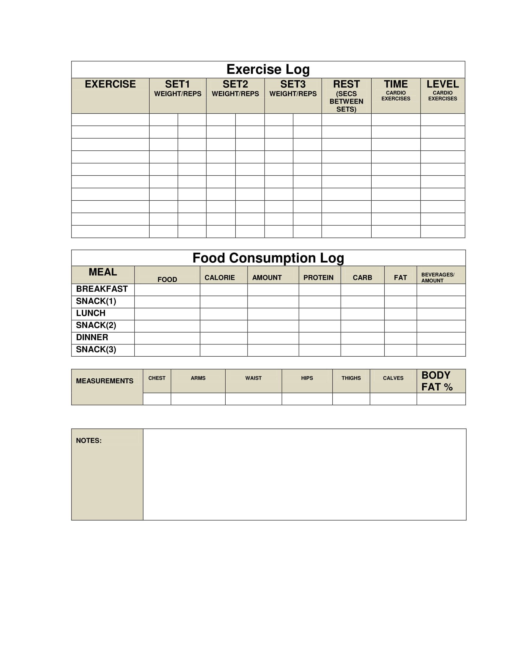 Workout Food Log Printable EOUA Blog